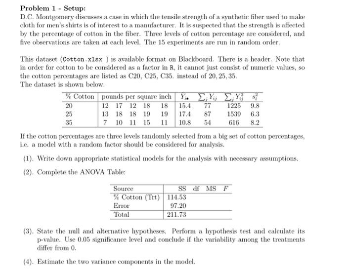 Solved Problem 1 - Setup: D.C. Montgomery discusses a case | Chegg.com