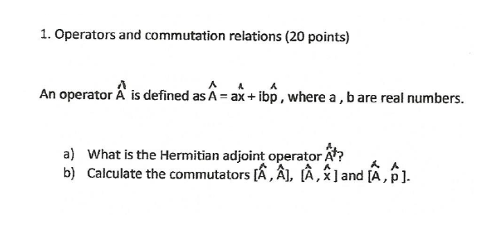 Solved 1. Operators and commutation relations ( 20 points) | Chegg.com