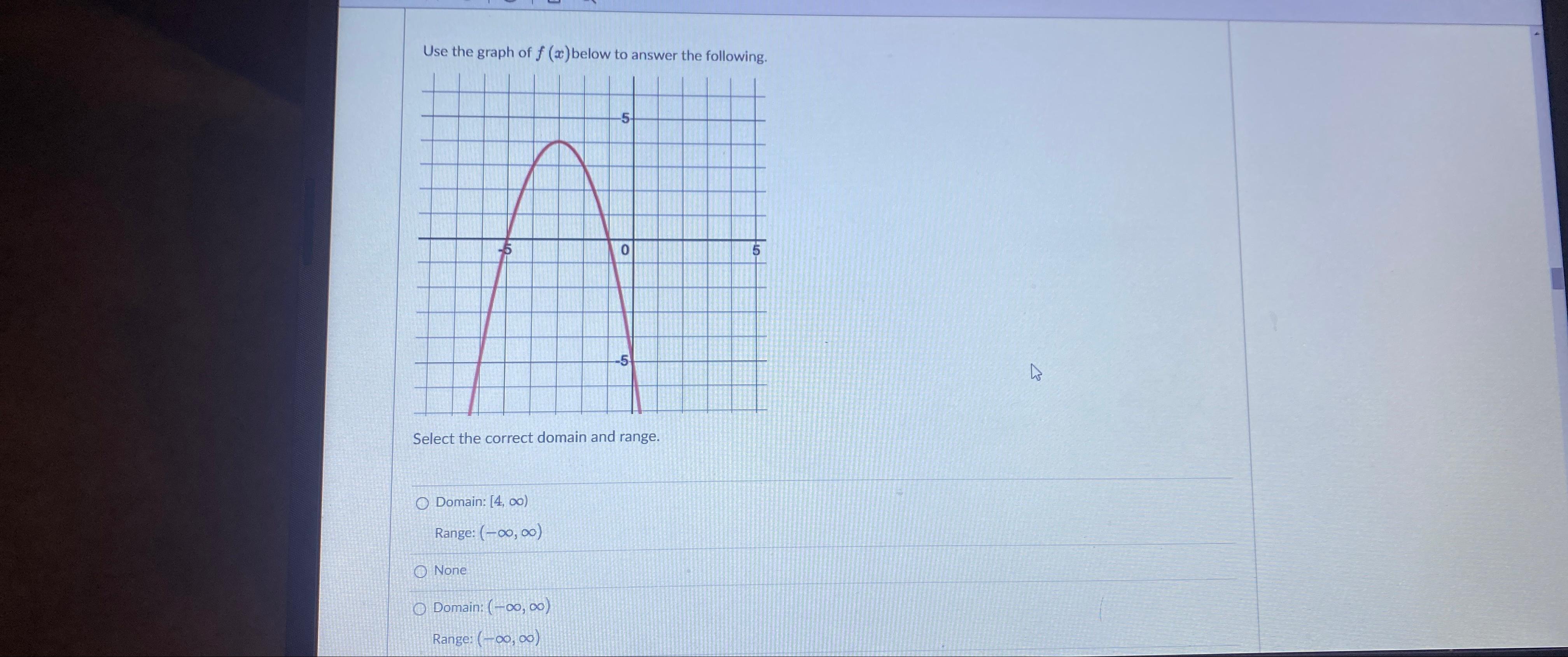 Solved Select the correct domain and range.Domain: | Chegg.com