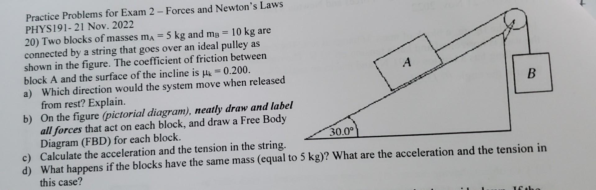 Solved Practice Problems for Exam 2 - Forces and Newton's | Chegg.com