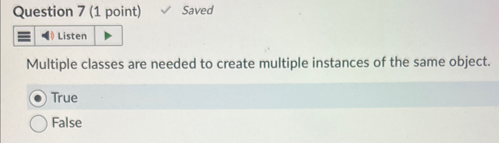 Solved Question 7 (1 ﻿point) ﻿SavedMultiple classes are | Chegg.com