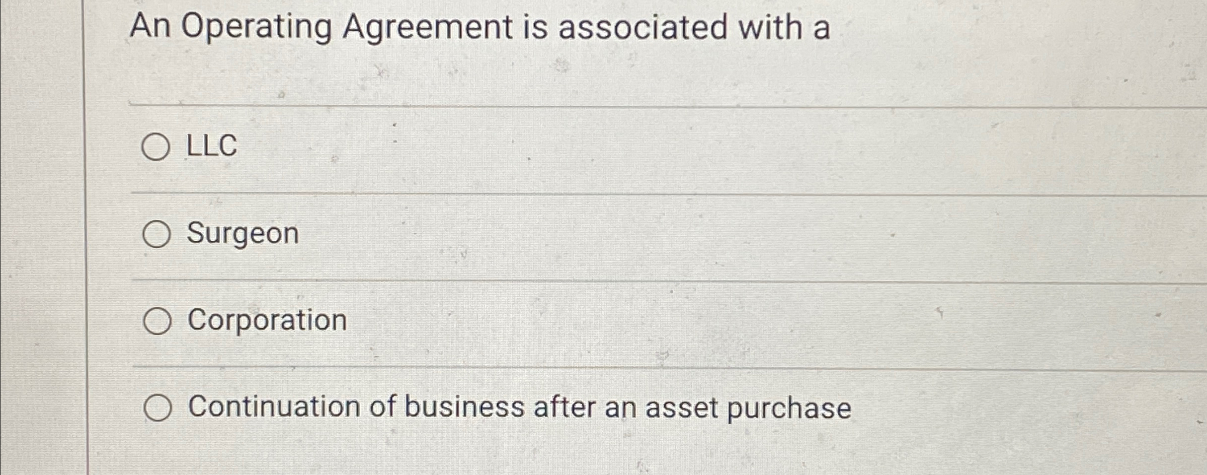 Solved An Operating Agreement is associated with | Chegg.com