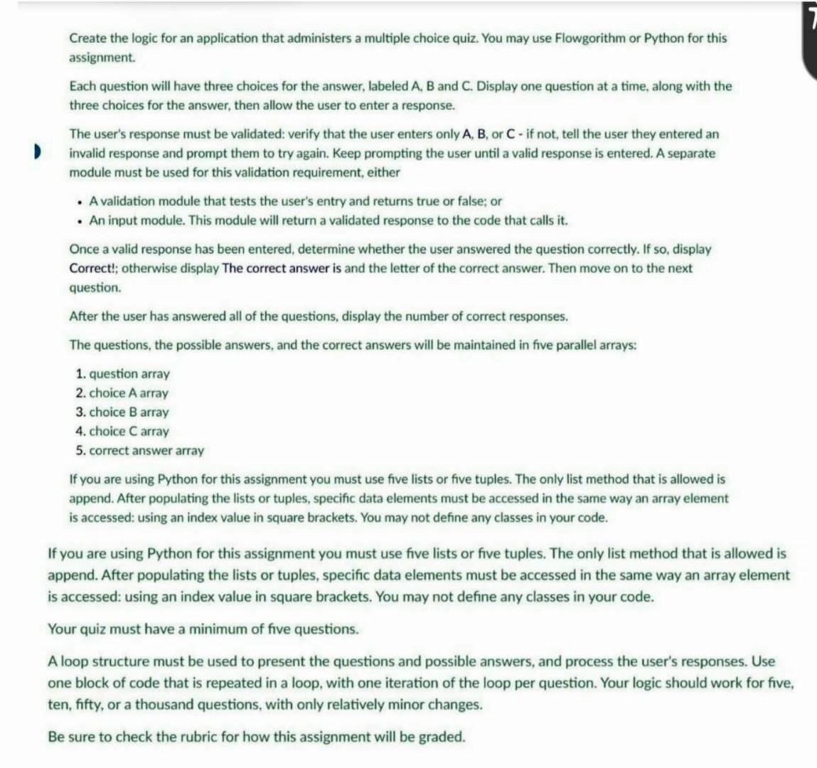 Solved Create the logic for an application that administers | Chegg.com