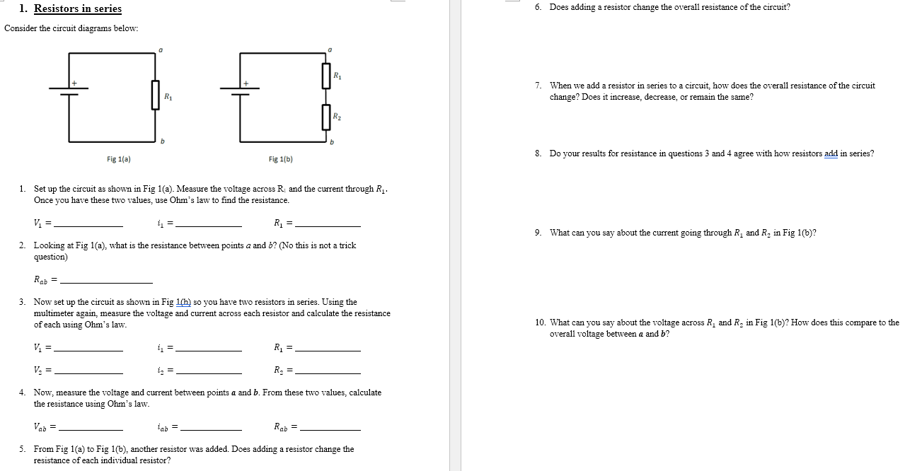 Solved Resistors in seriesConsider the circuit diagrams | Chegg.com