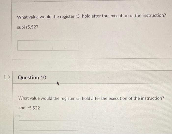 Solved What value would the register r5 hold after the | Chegg.com