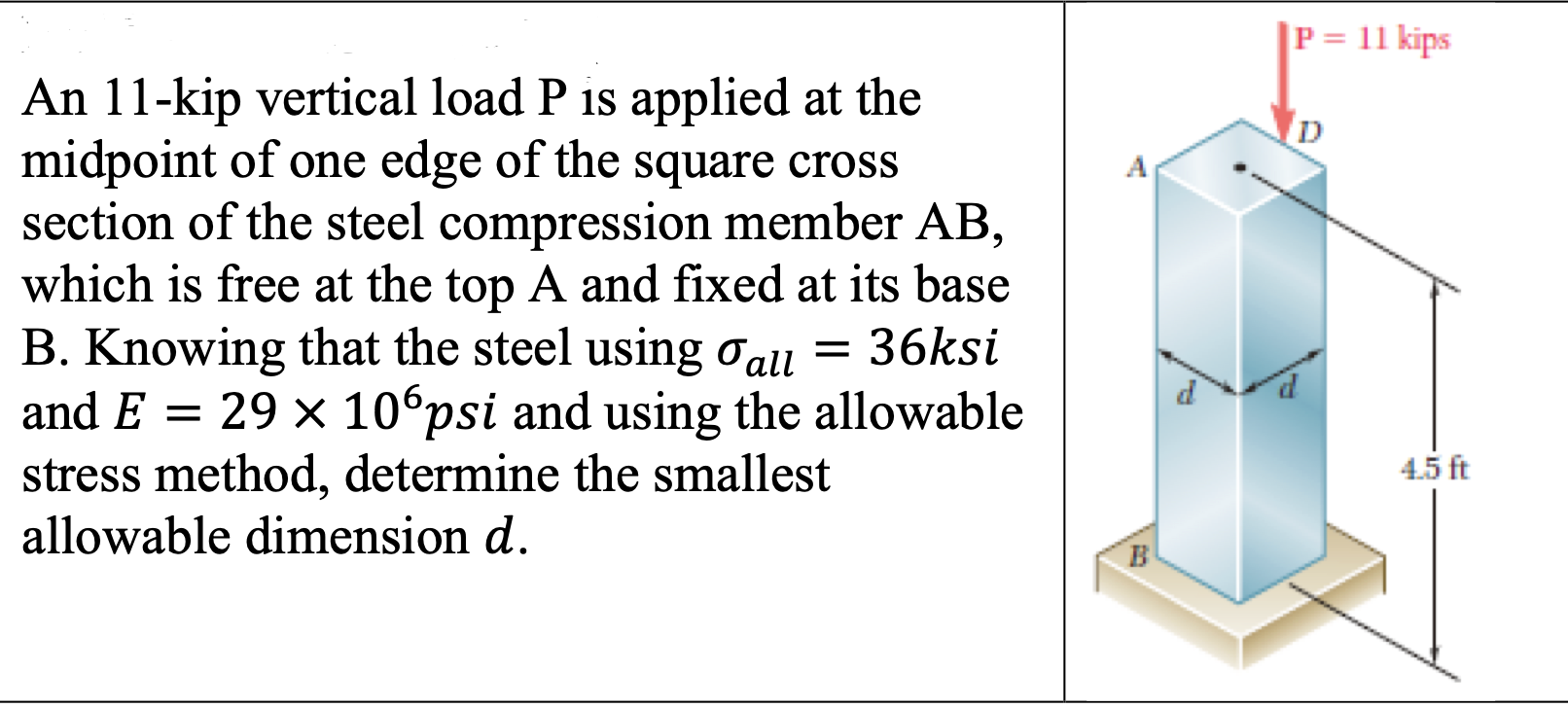 An 11-kip vertical load P ﻿is applied at themidpoint | Chegg.com