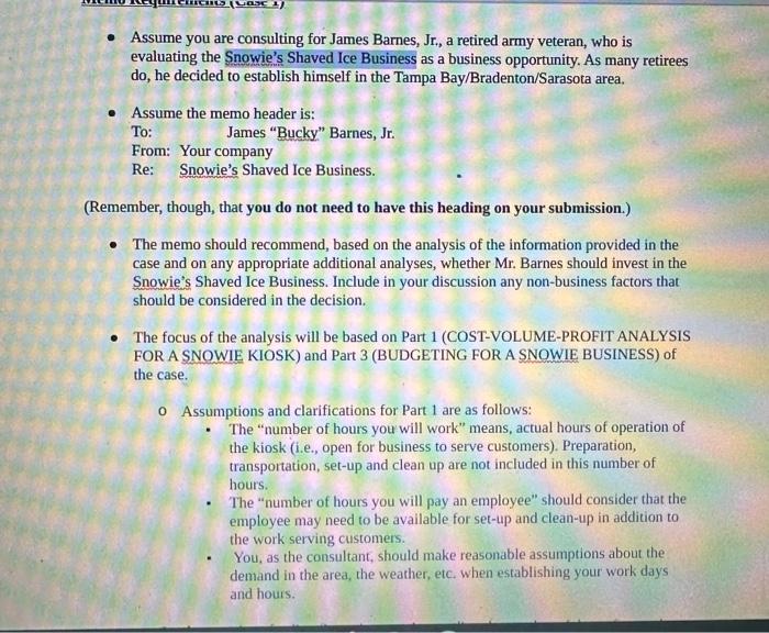 please help me format a one page memo based on given | Chegg.com