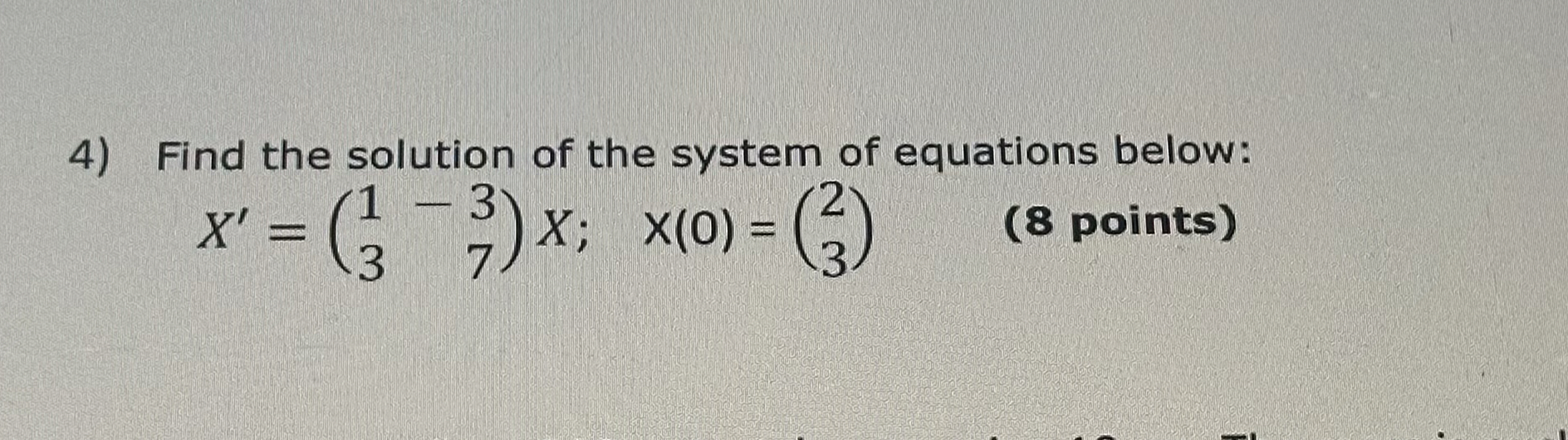 Solved Find the solution of the system of equations | Chegg.com