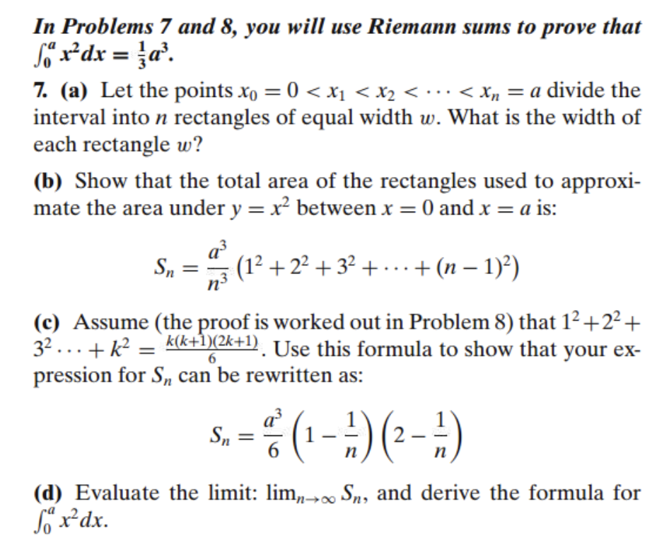 Solved In Problems 7 ﻿and 8, ﻿you will use Riemann sums to | Chegg.com
