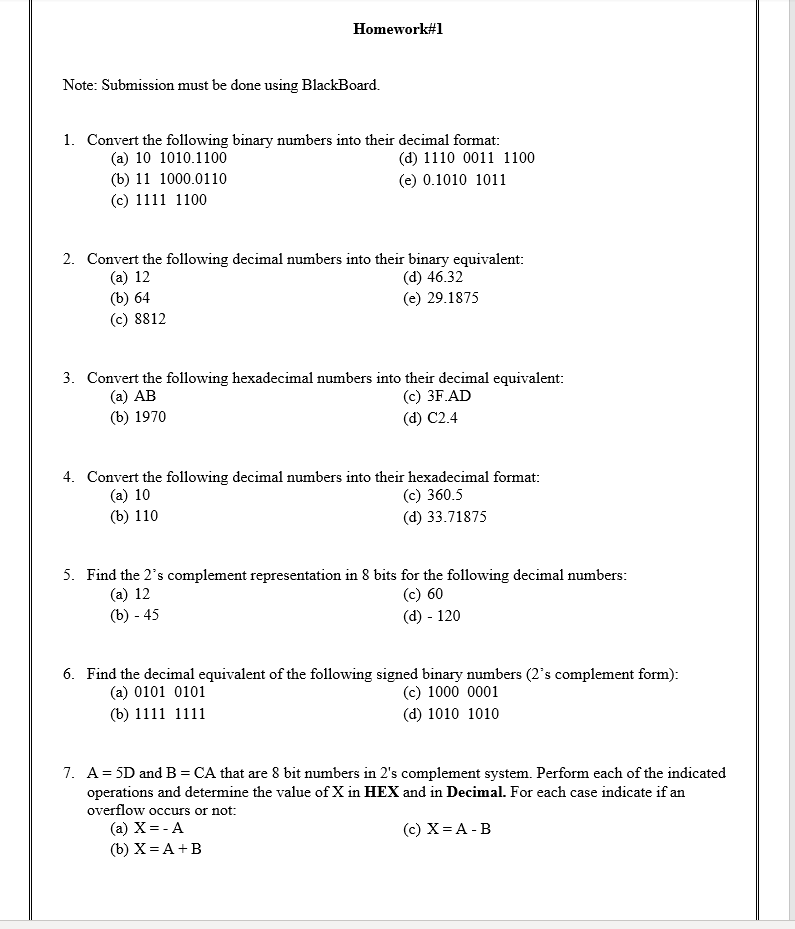Solved Homework#1Note: Submission must be done using | Chegg.com