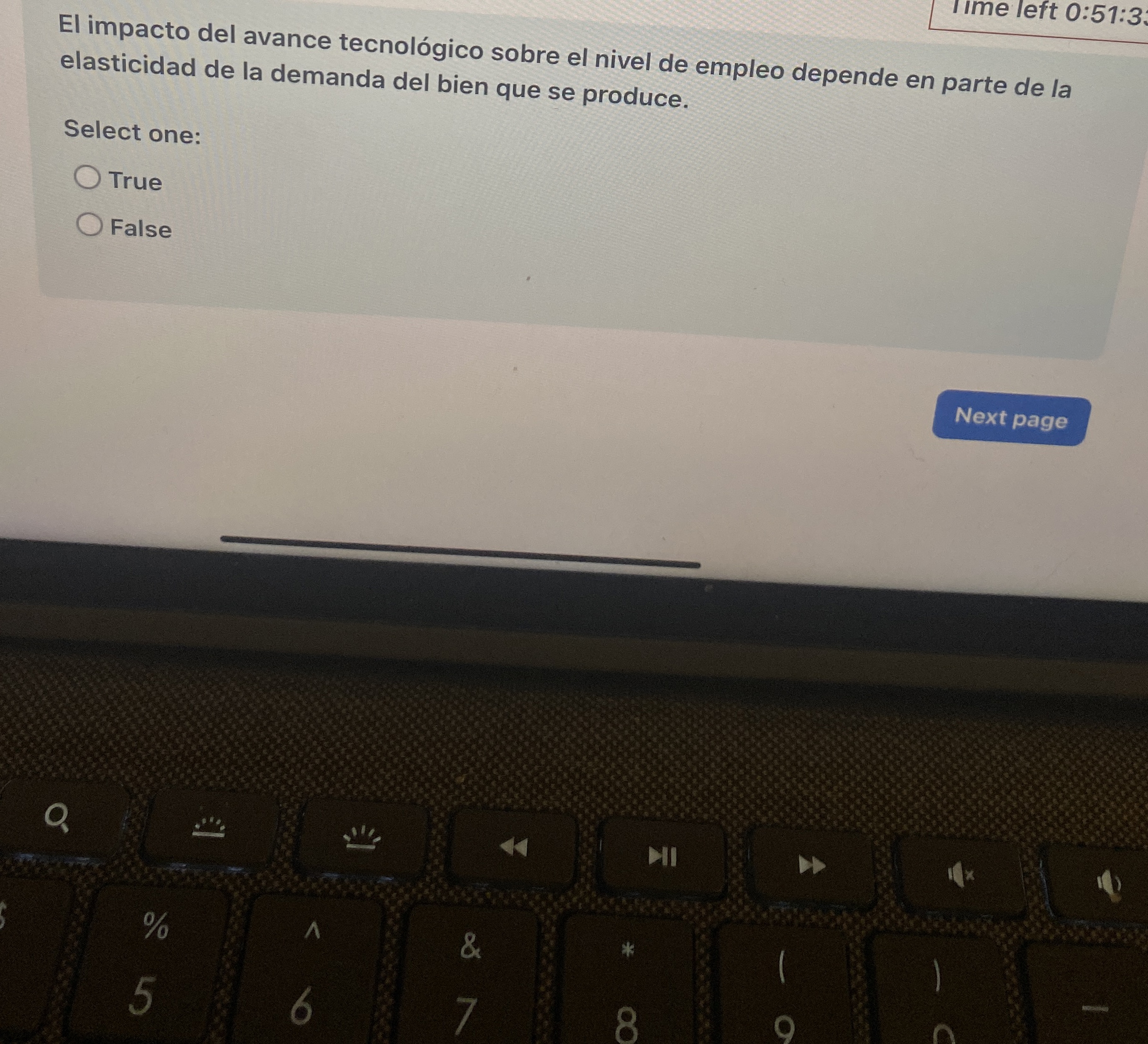 Solved IIme left 0:51:3El impacto del avance tecnológico | Chegg.com