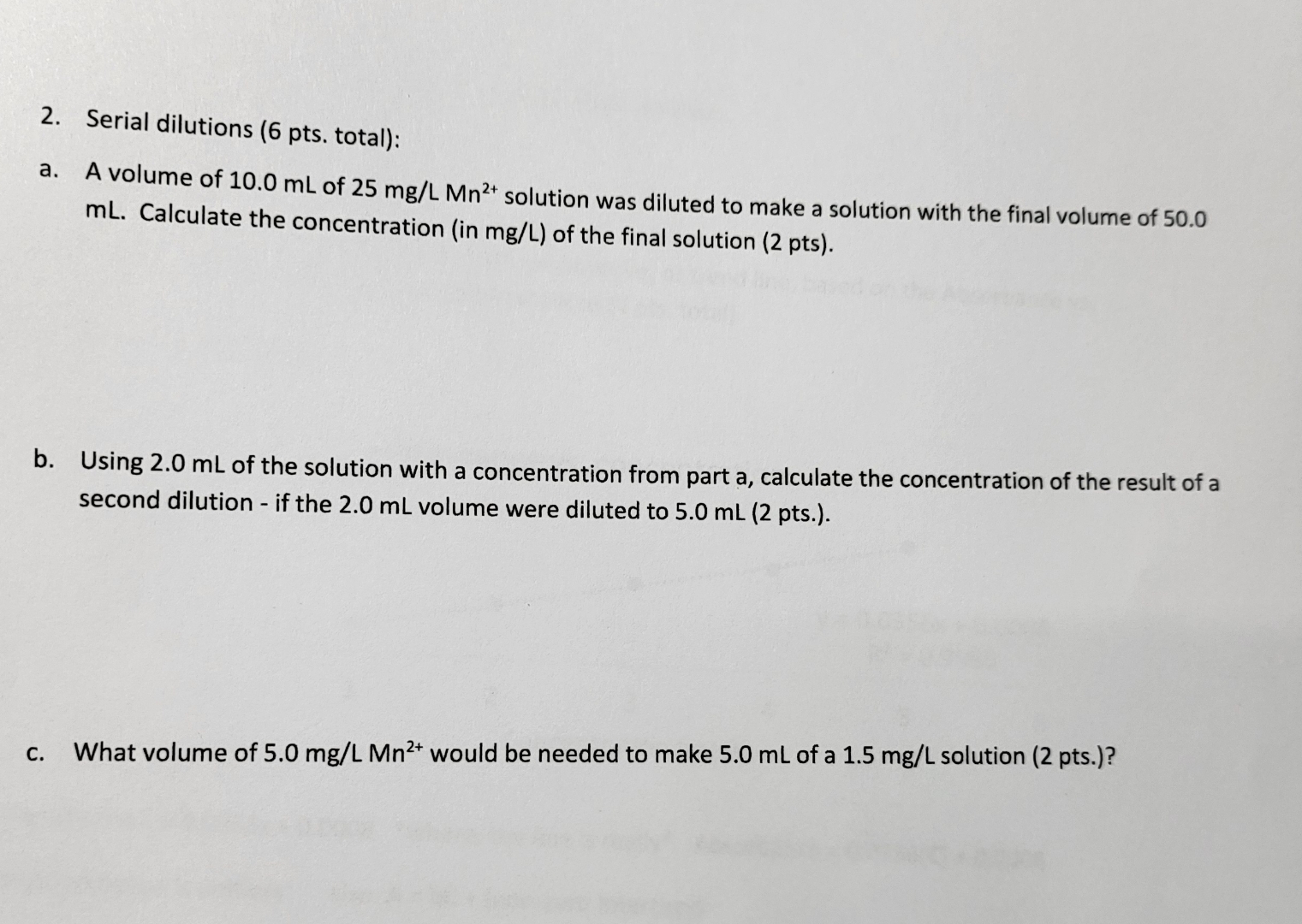 Solved Serial dilutions ( 6 ﻿pts. ﻿total):a. ﻿A volume of | Chegg.com