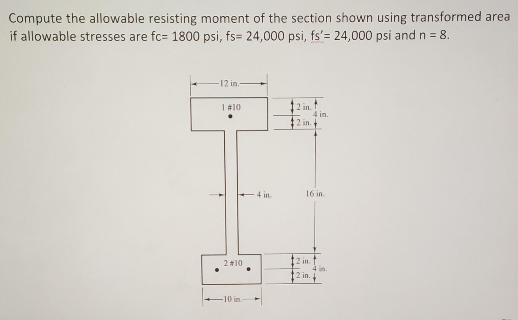 Solved Compute the allowable resisting moment of the section | Chegg.com
