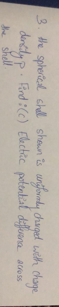 Solved 3. the spherical shell shown is uniformly charged | Chegg.com