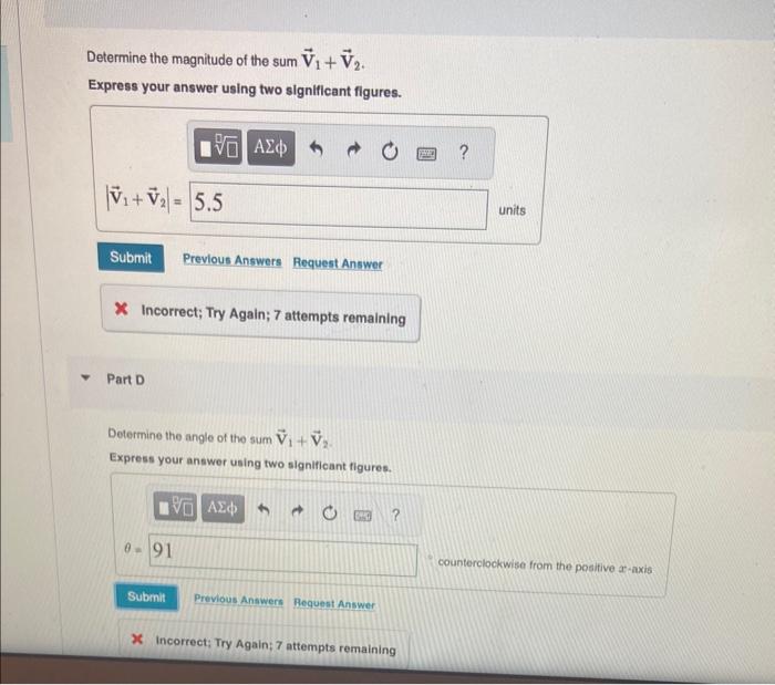 Solved Vector V1 is 6.7 units long and points along the | Chegg.com