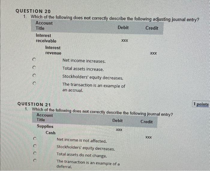 Solved QUESTION 20 1. Which of the following does not | Chegg.com