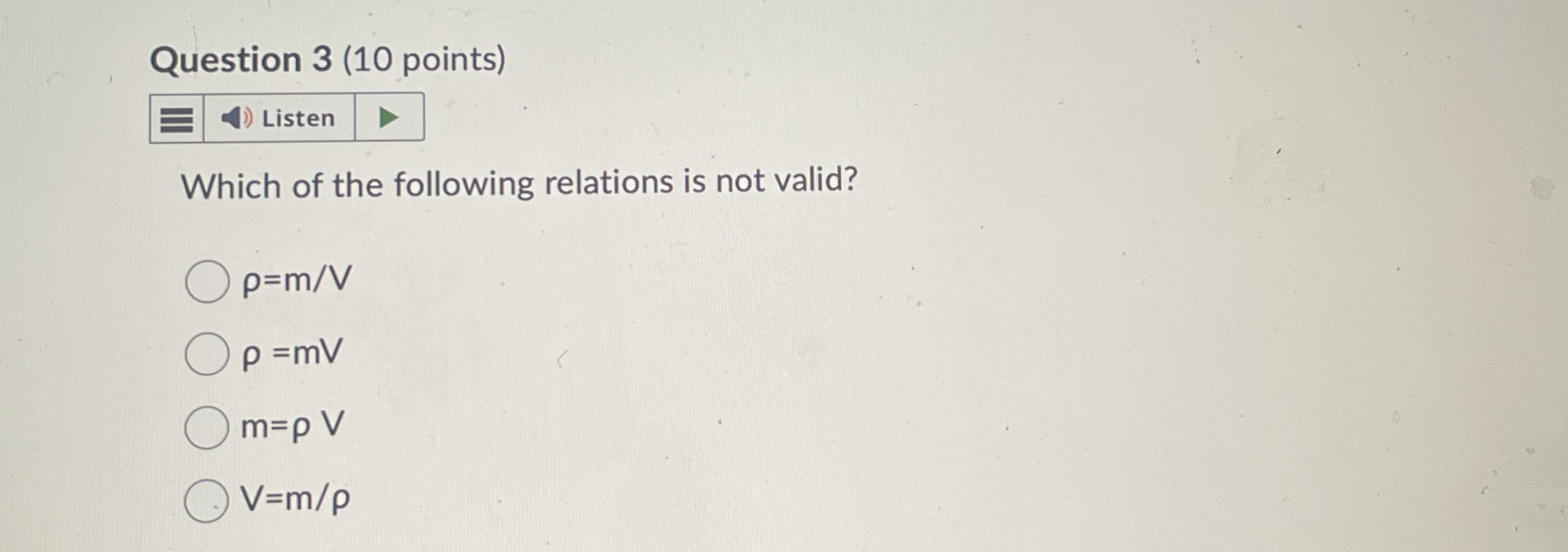Solved Question 3 (10 ﻿points)ListenWhich of the following | Chegg.com