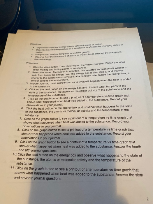 Solved PHASE CHAGES LAB (This is a Glencoe Virtual Lab) Name | Chegg.com