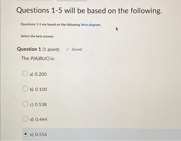 Solved 1 2 7 с 8 S A 3 9 .4 .6 5 в •10 Questions 1-5 will | Chegg.com