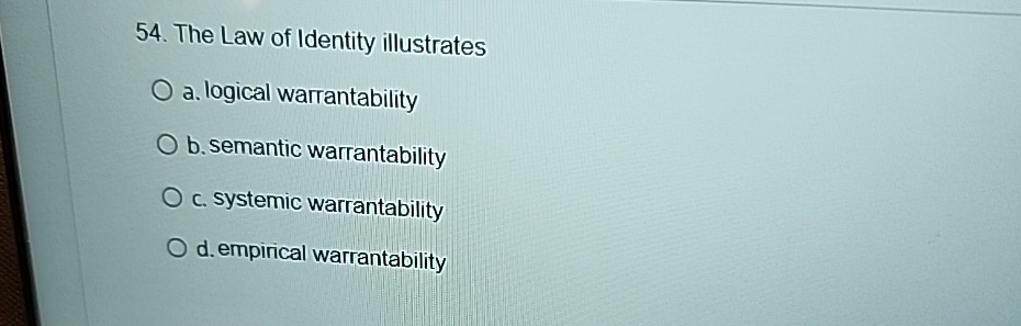 Solved The Law of Identity illustratesa. ﻿logical | Chegg.com