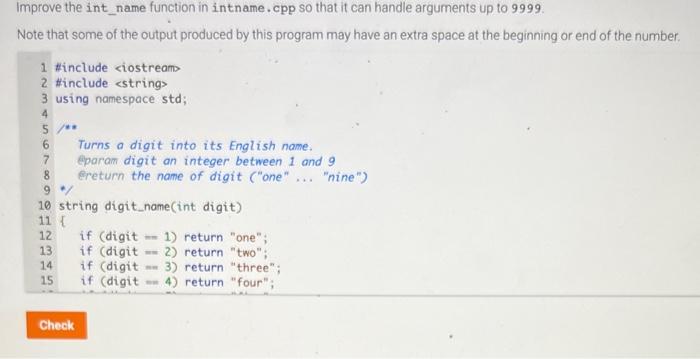 Solved Improve the int name function in intname. cpp so that | Chegg.com