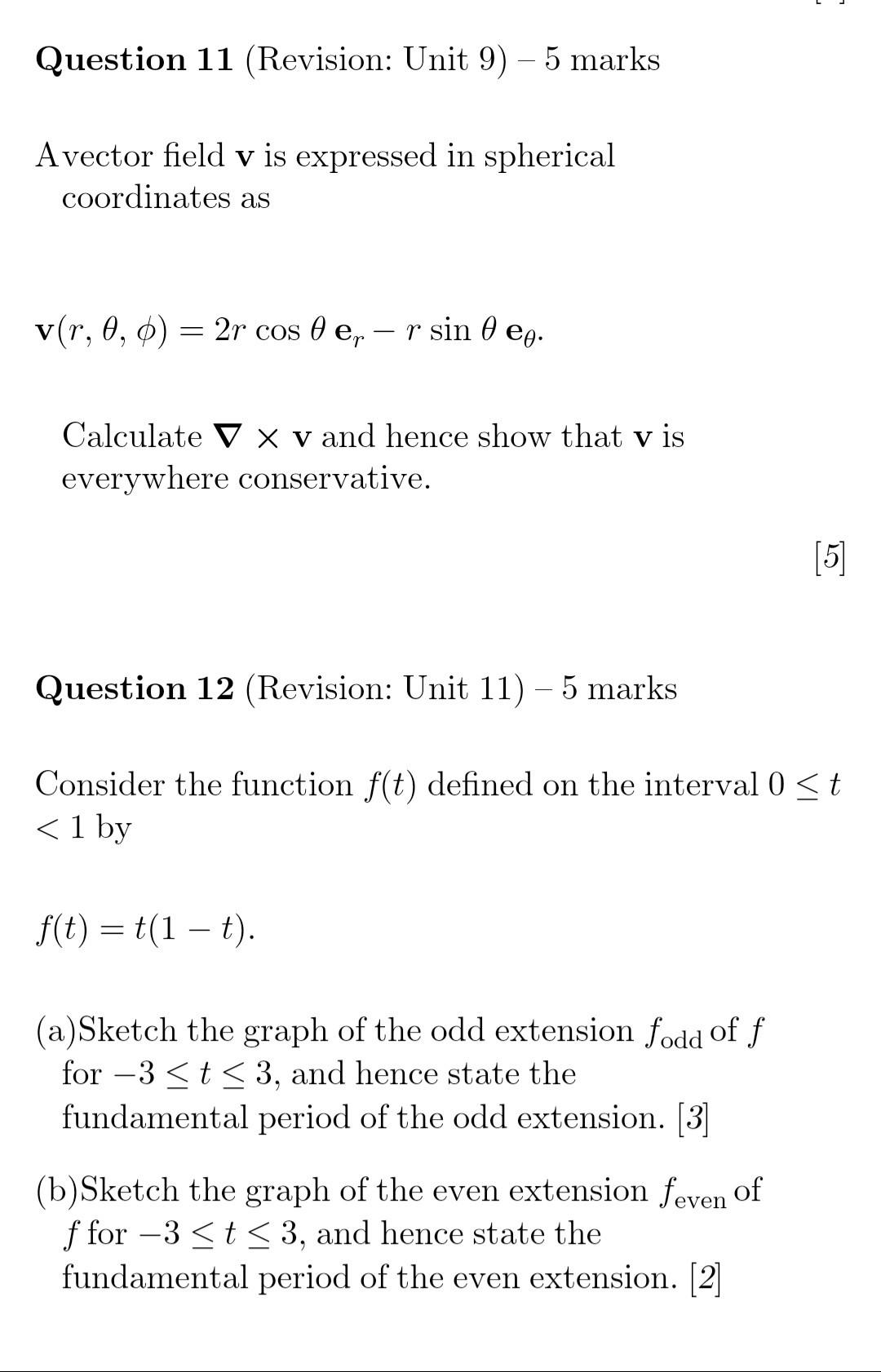 Solved Question 11 (Revision: Unit 9) - 5 marks Avector | Chegg.com