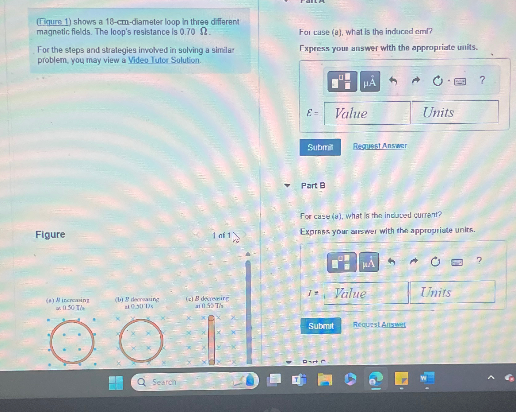 Solved (Figure 1) ﻿shows a 18-cm-diameter loop in three | Chegg.com