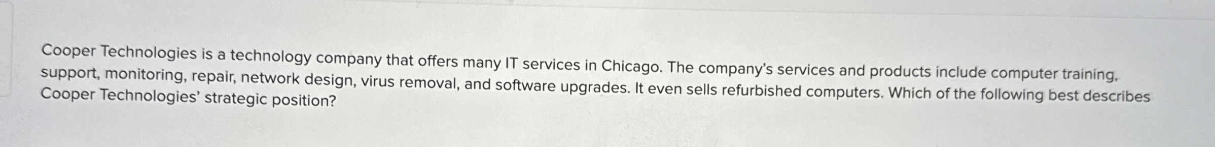 Solved Cooper Technologies is a technology company that | Chegg.com