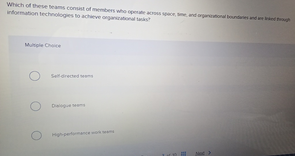 Solved Which of these teams consist of members who operate | Chegg.com