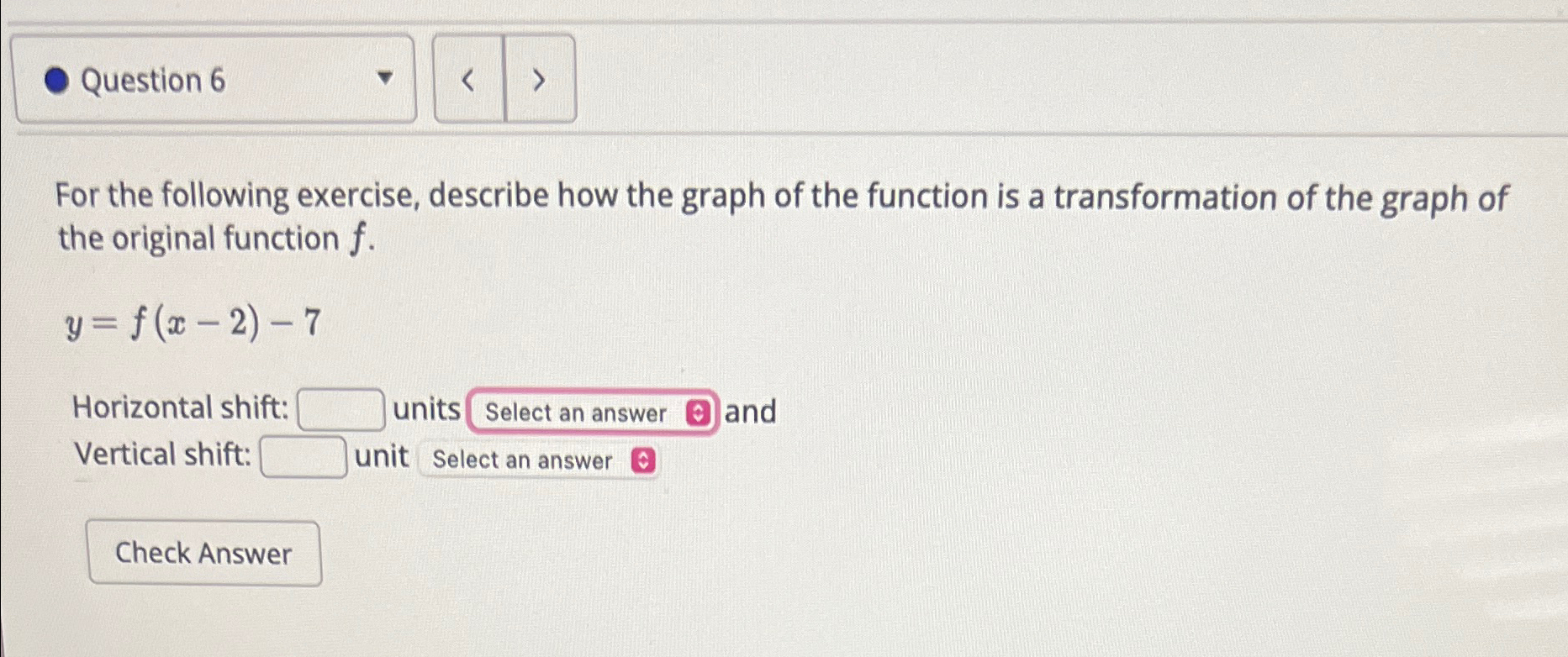 Solved For the following exercise, describe how the graph of | Chegg.com