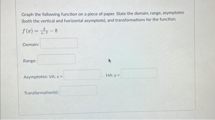 Solved graphing reciprocal functionsalgebra 2i know its a | Chegg.com