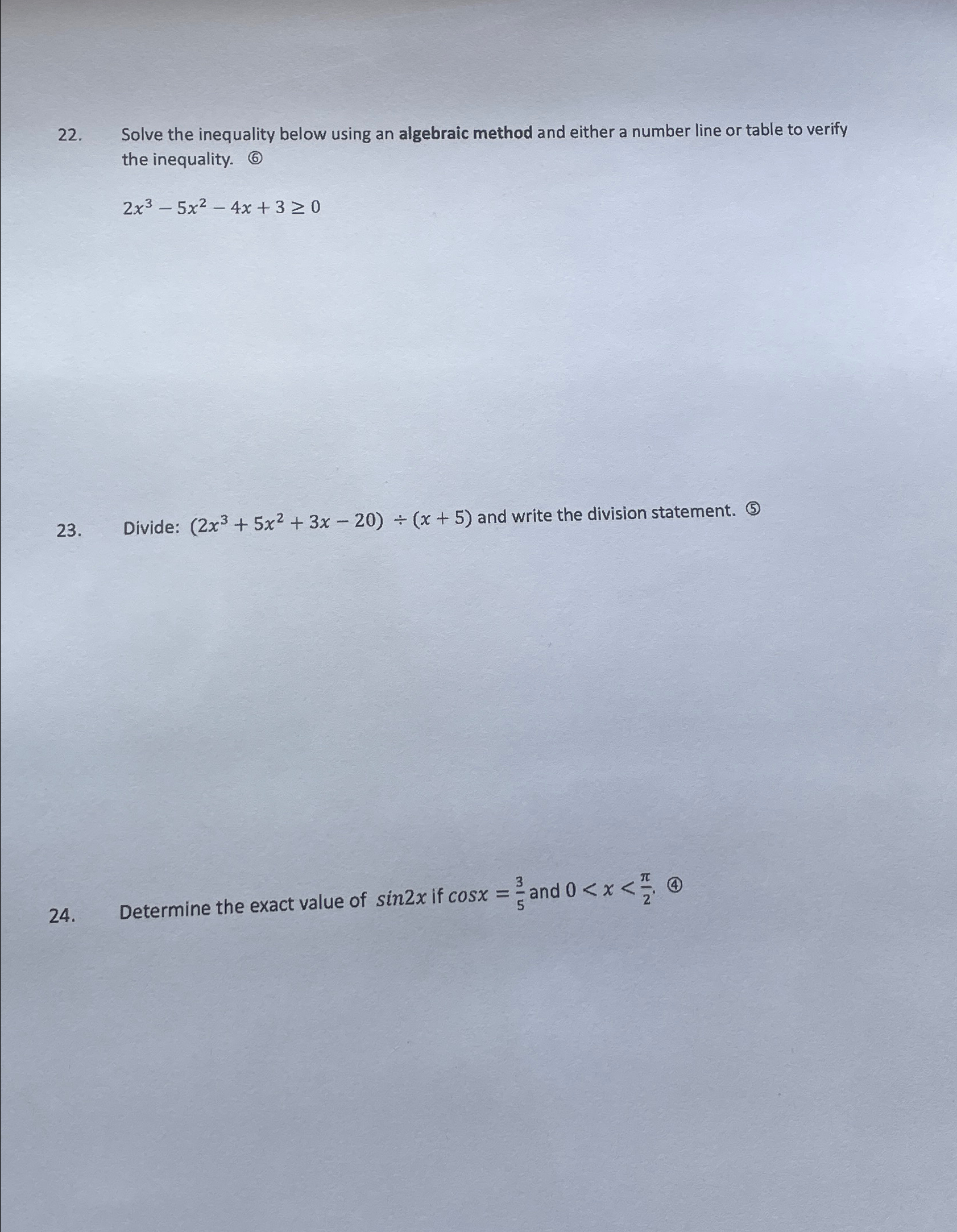 Solved Solve the inequality below using an algebraic method | Chegg.com