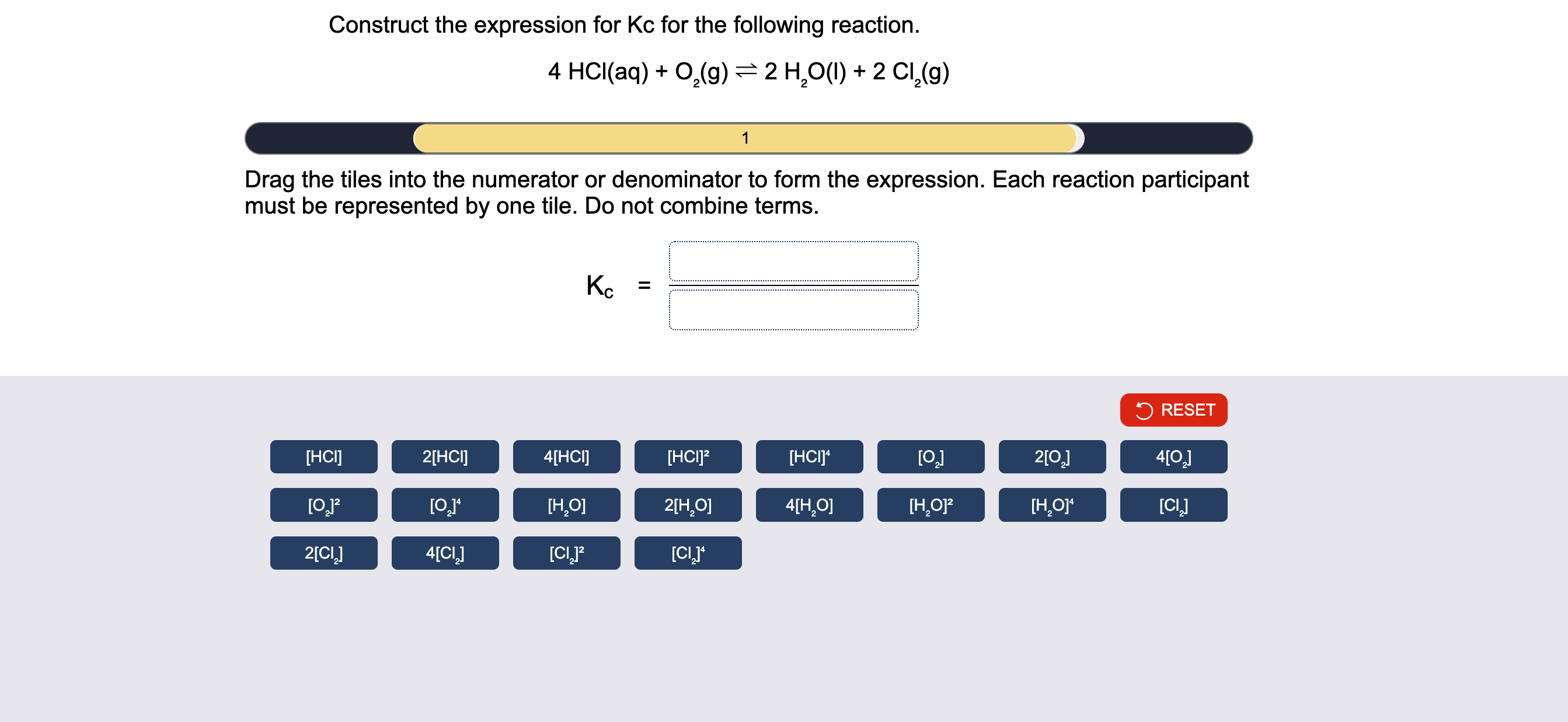 Solved 1Drag the tiles into the numerator or denominator to | Chegg.com