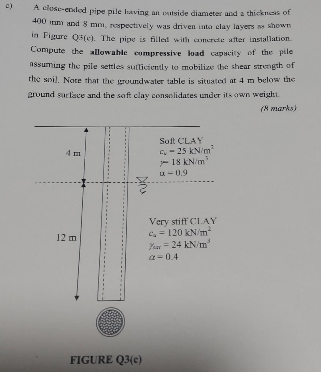 [Solved]: A close-ended pipe pile having an outsid