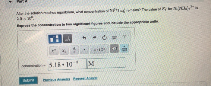 Solved Part A After the solution reaches equilibrium, what | Chegg.com