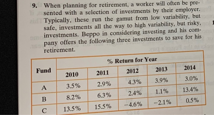 Solved Beppo has the last 5 years worth of returns for each | Chegg.com