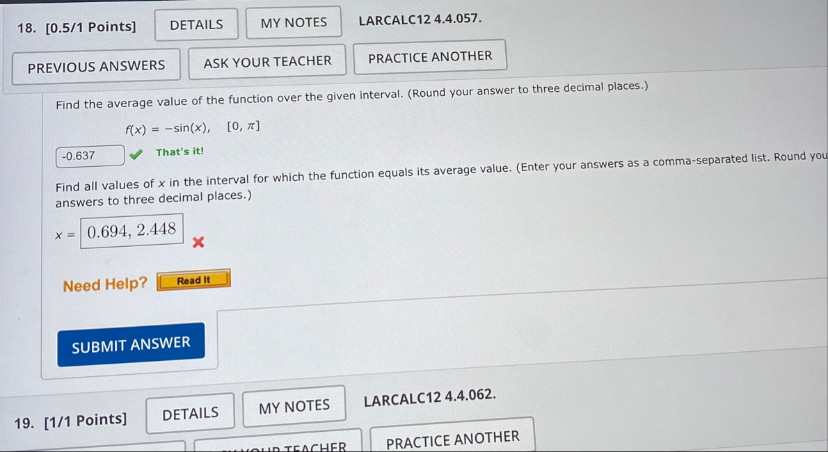 Solved [0.5/1 ﻿Points]LARCALC12 4.4.057.ASK YOUR TEACHERFind | Chegg.com