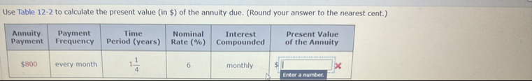 Solved Use Table 12-2 ﻿to calculate the present value (in $) | Chegg.com