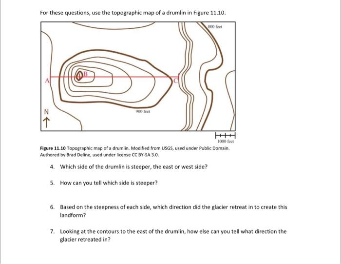 Solved For these questions, use the topographic map of a | Chegg.com