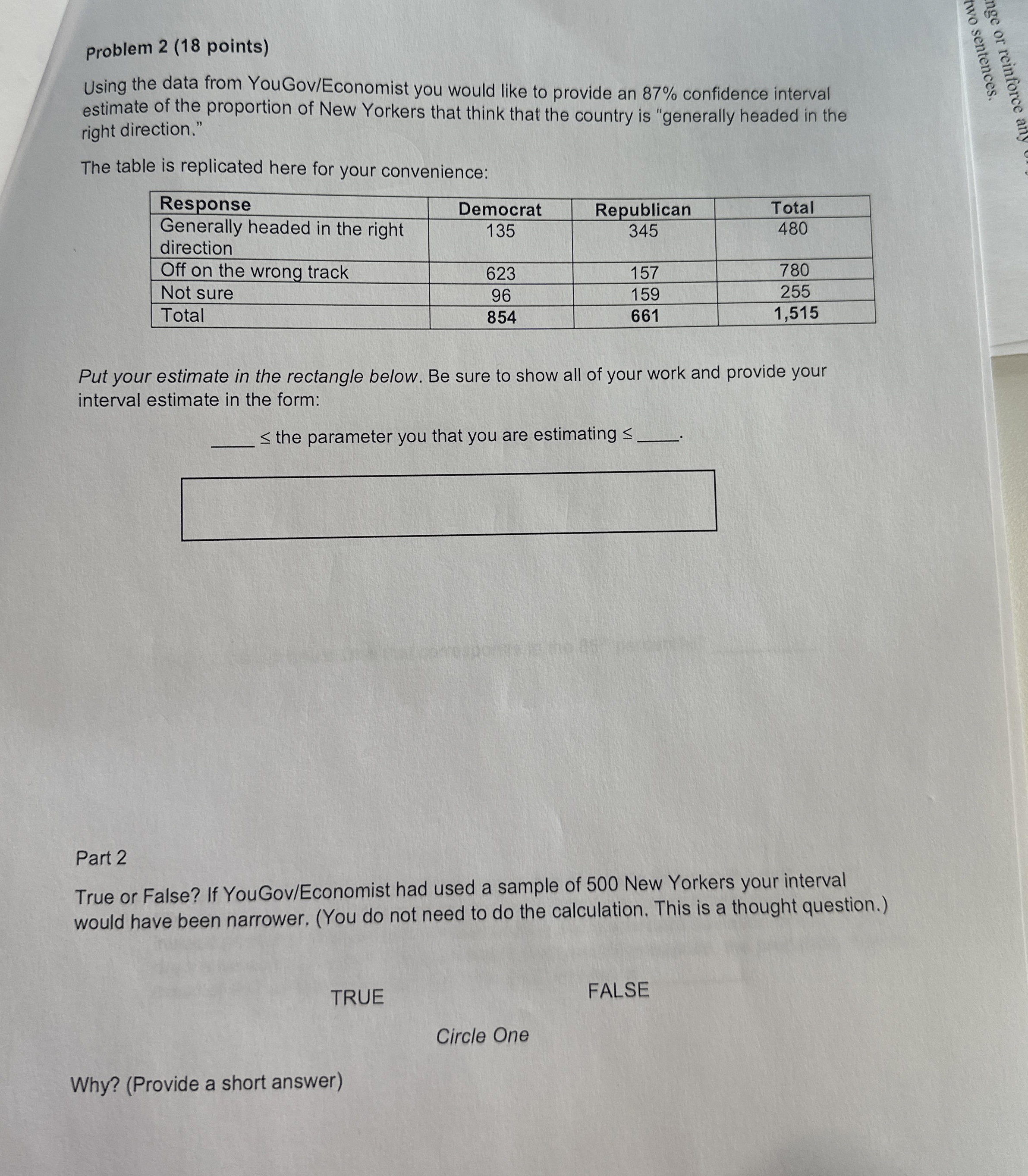 Solved Problem 2 (18 ﻿points)Using the data from | Chegg.com
