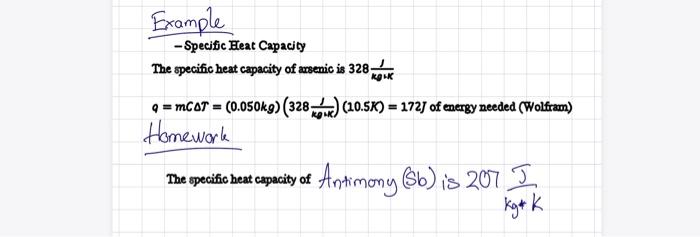Solved - Specific Heat Capacity The specific heat capacity | Chegg.com