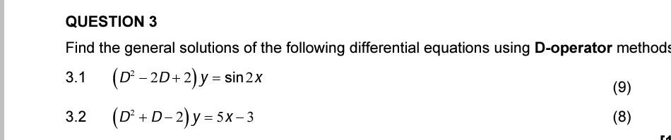 Solved Find the general solutions of the following | Chegg.com