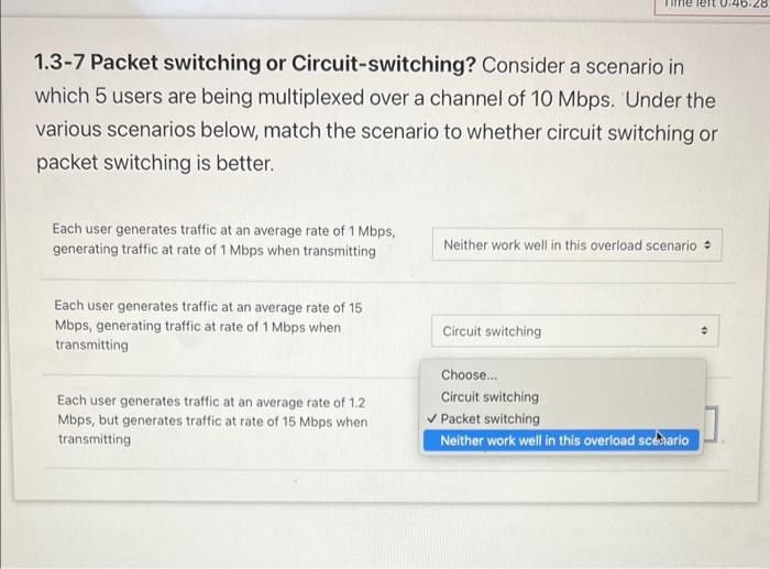 Solved e lert 0.46.28 1.3-7 Packet switching or | Chegg.com