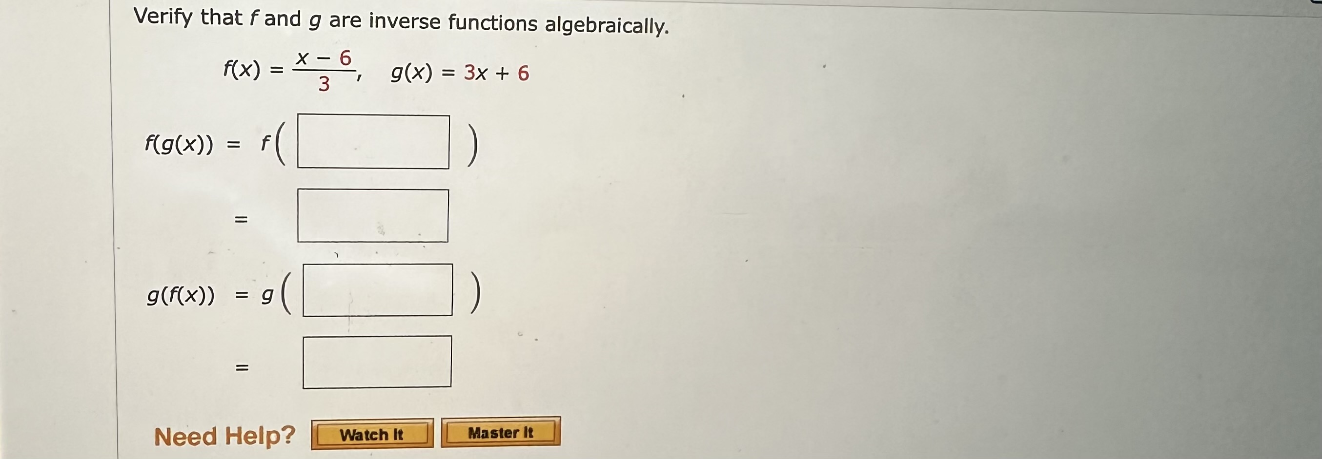 Solved Verify that f ﻿and g ﻿are inverse functions | Chegg.com