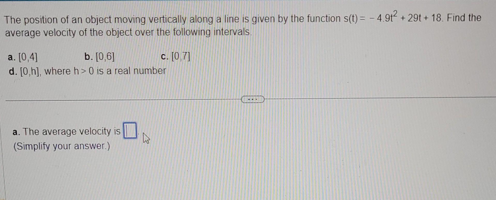 Solved The Position Of An Object Moving Vertically Along A