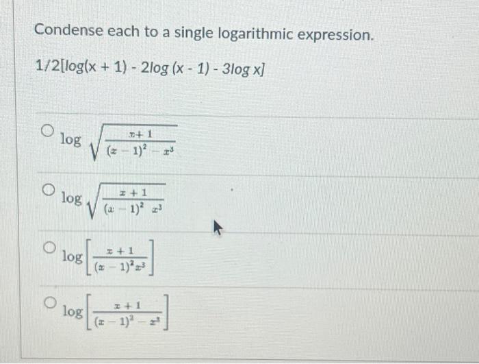 Solved Condense each to a single logarithmic expression. | Chegg.com