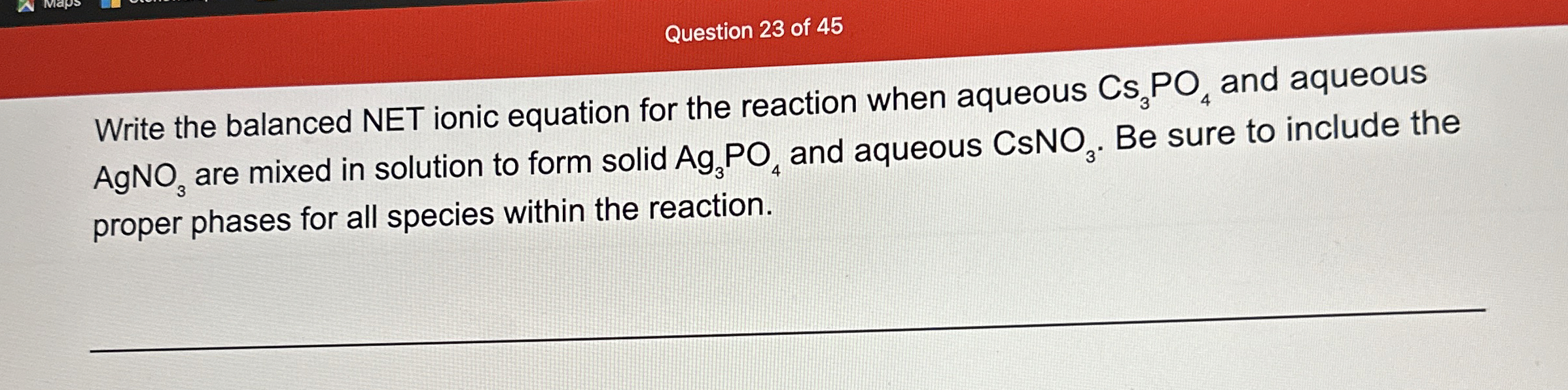 Solved Question 23 ﻿of 45Write the balanced NET ionic | Chegg.com