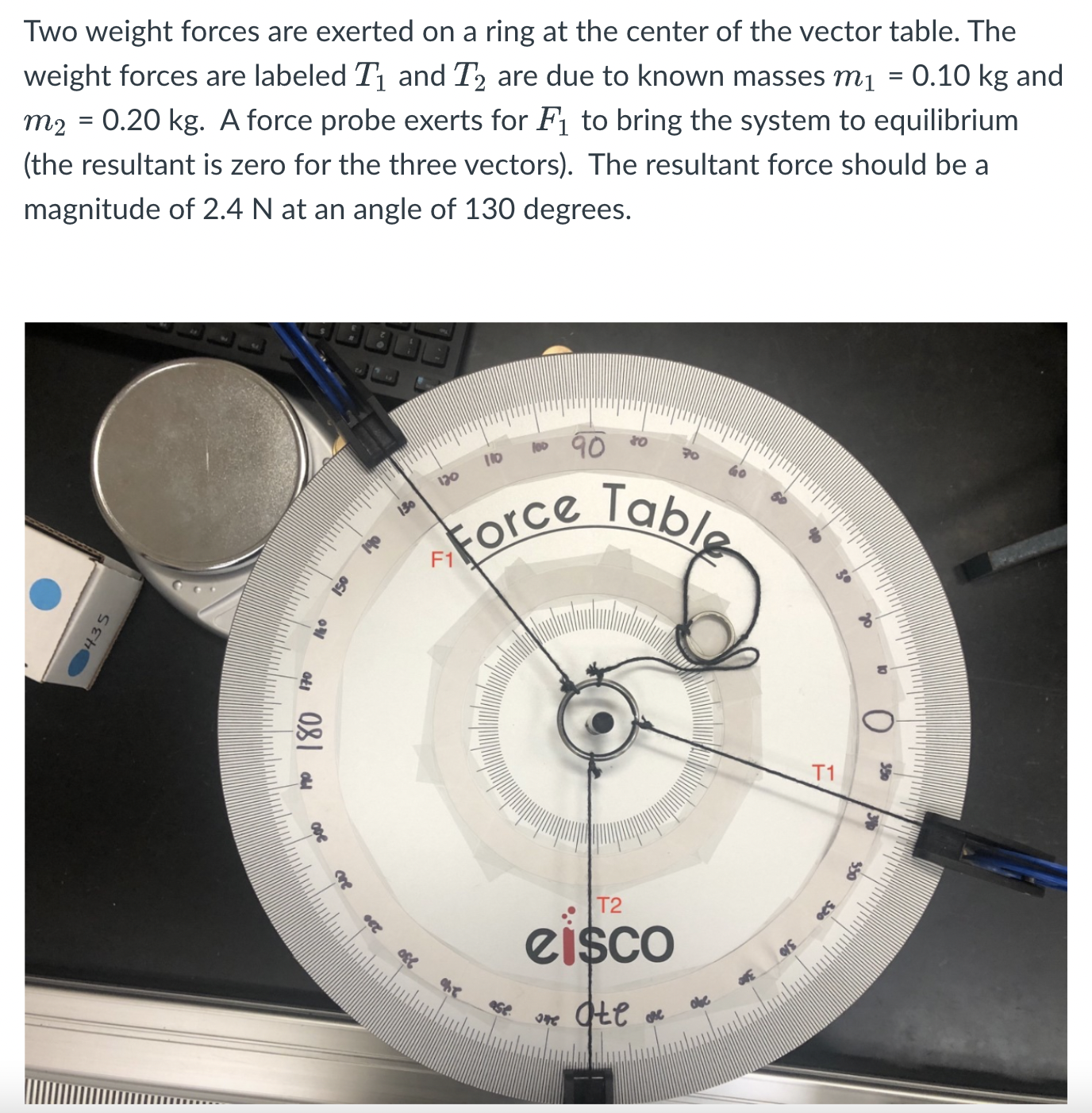 Solved Two weight forces are exerted on a ring at the center | Chegg.com