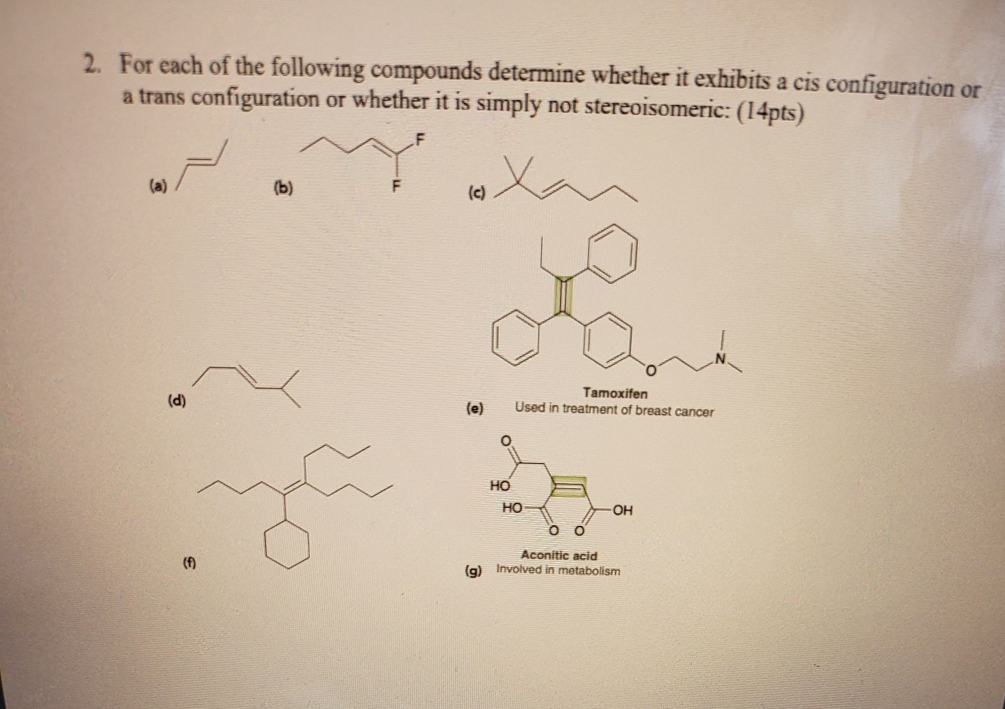 Solved For each of the following compounds determine whether | Chegg.com
