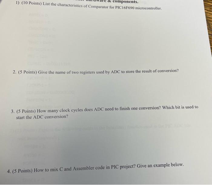Solved 1) (10 Points) List the characteristics of Comparator | Chegg.com